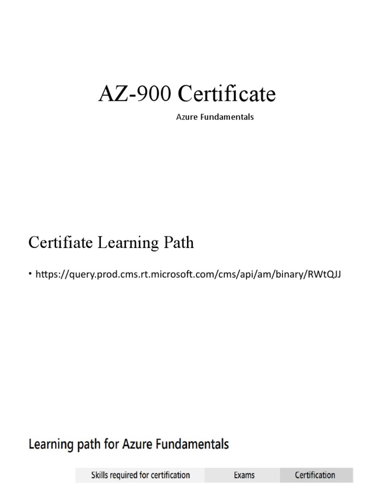 AZ-900 Certificate: Azure Fundamentals | PDF | Microsoft Azure | Cloud ...