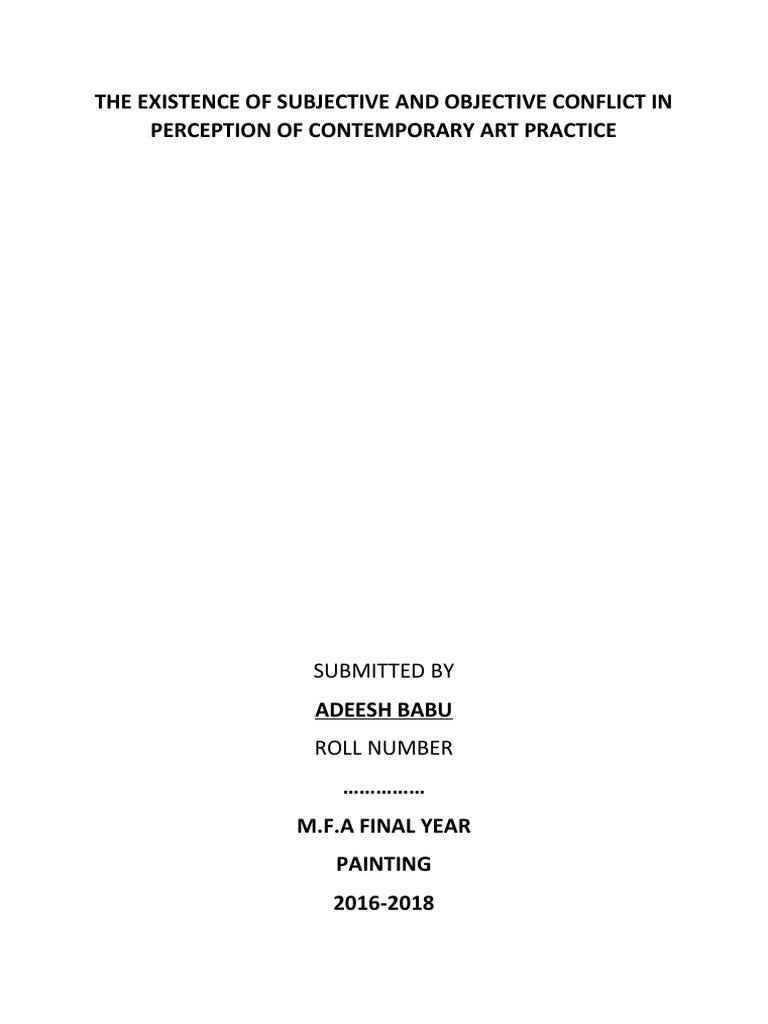 The Existence of Subjective and Objective Conflict in Perception of ...