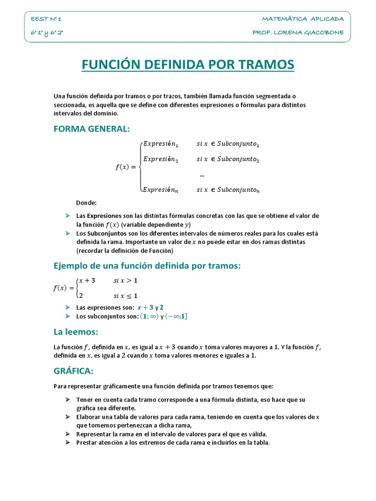 Función Definida Por Tramos | PDF | Intervalo (Matemáticas) | Función ...