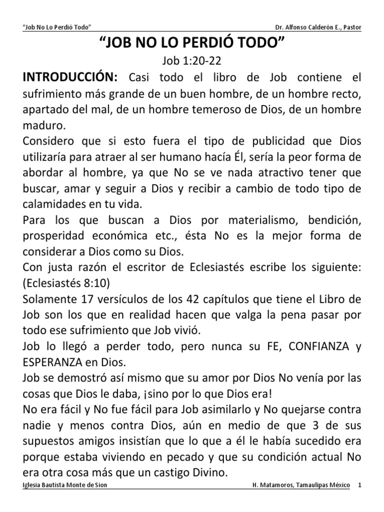 Job No Lo Perdió Todo | PDF | Libro de trabajo | Textos Religiosos