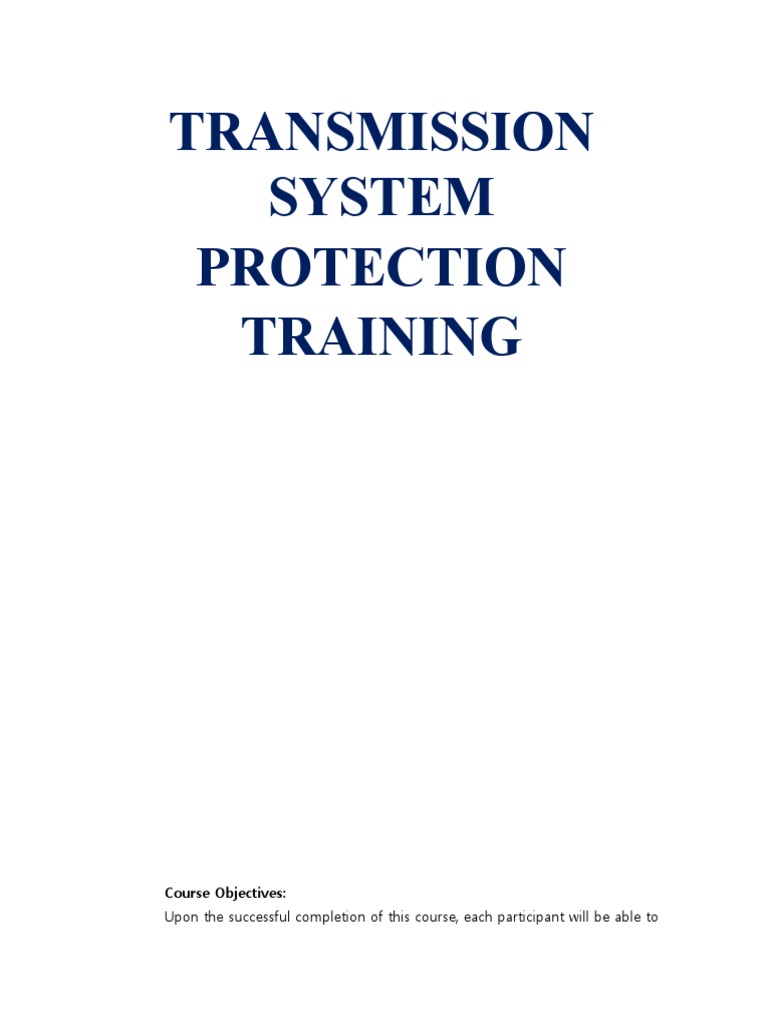Transmission System Protection Training: Course Objectives | PDF ...