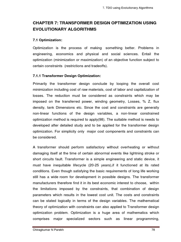 Chapter 7: Transformer Design Optimization Using Evolutionary ...