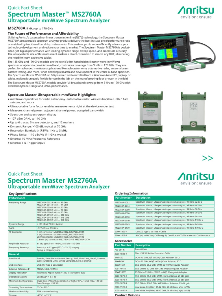Spectrum Master Ms2760A: Ultraportable Mmwave Spectrum Analyzer | PDF ...