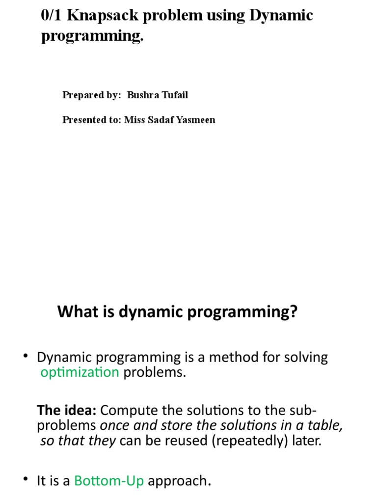 Algoritms Knapsack Pdf Dynamic Programming Algorithms And Data 0610