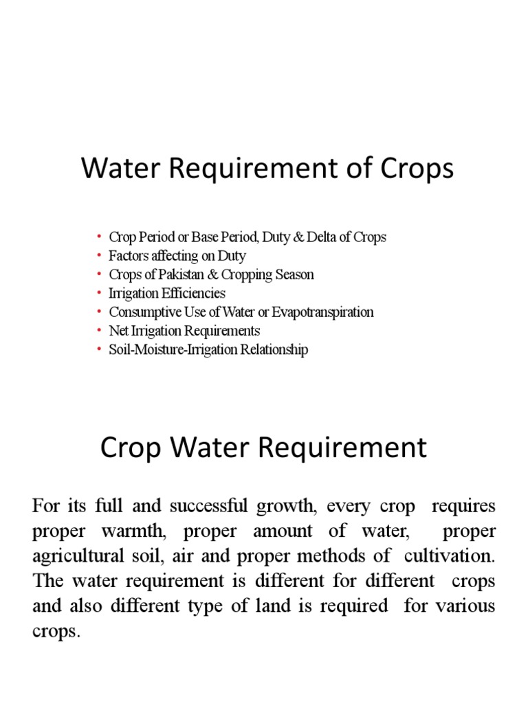 Lec 1 Crop Water Requirement | PDF | Evapotranspiration | Soil