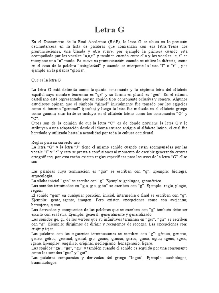 Letra G | PDF | Alfabeto | latín