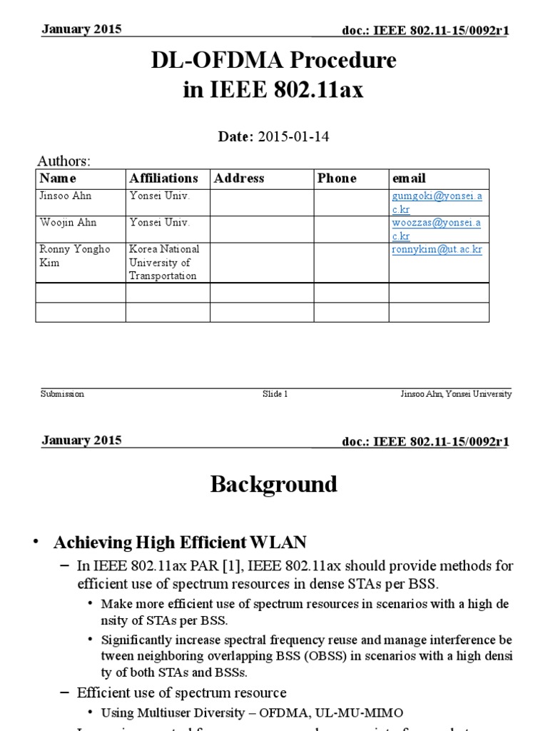 DL-OFDMA Procedure in IEEE 802.11ax: Authors | PDF | Ieee 802.11 ...