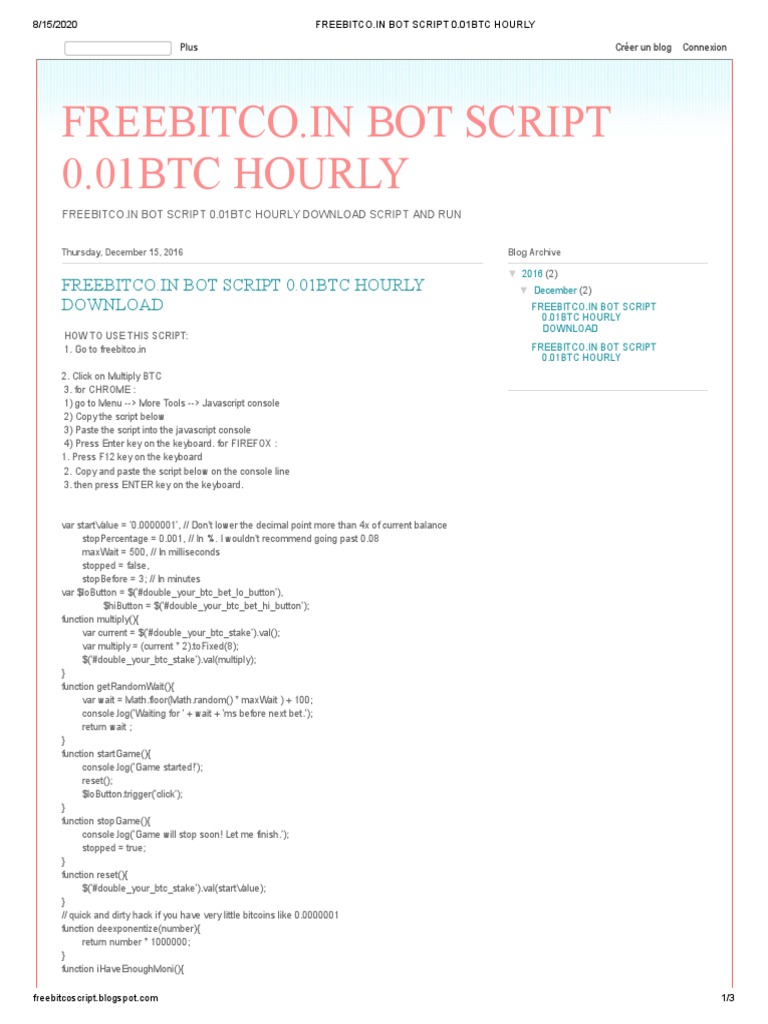 Freebitco - in Bot Script 0.01BTC Hourly | PDF | World Wide Web ... Freebitco - in Bot Script 0.01BTC Hourly | PDF | World Wide Web ...