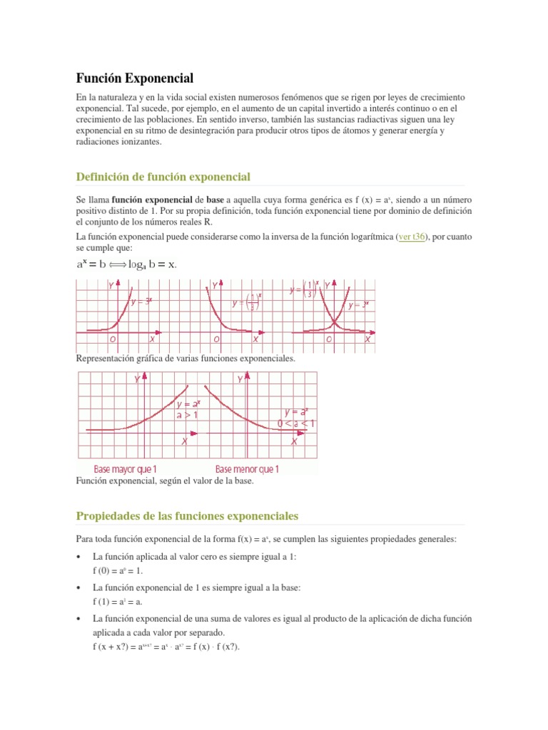 Función Exponencial: Definición y Propiedades | PDF | Ciencia y matemáticas