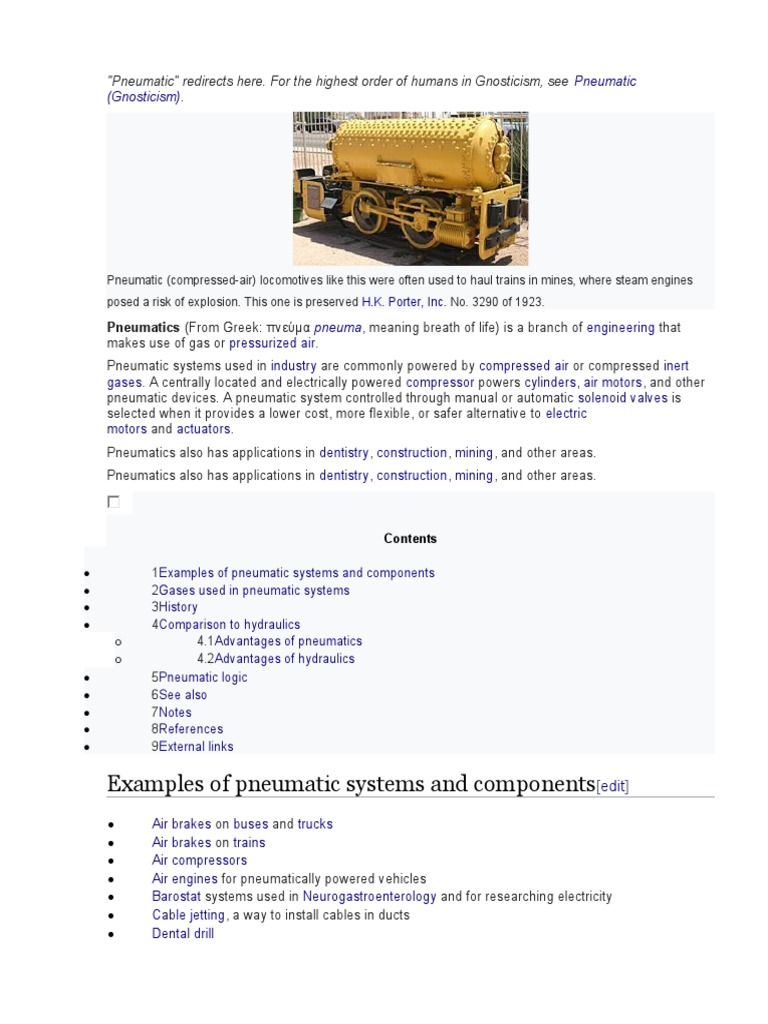 Examples of Pneumatic Systems and Components | PDF | Pneumatics | Gas ...