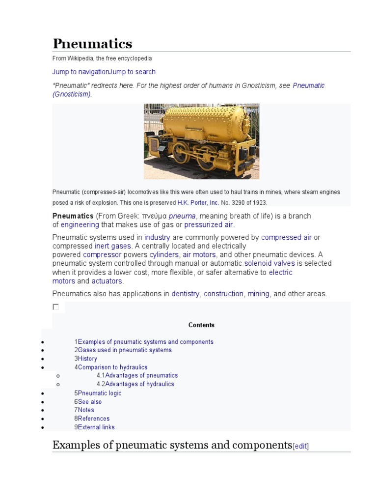 Pneumatics: Examples of Pneumatic Systems and Components | PDF ...