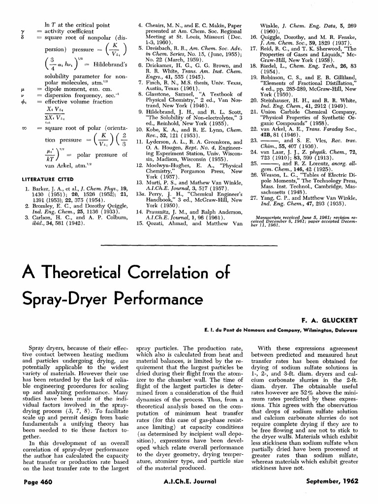 Theoretical Correlation Spray-Dryer Performance: R. Gilliland | PDF ...