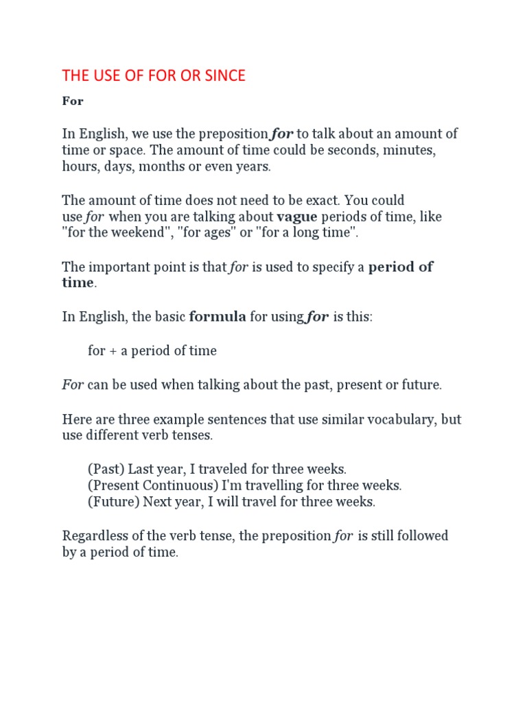 Understanding "For" vs. "Since" in English | PDF