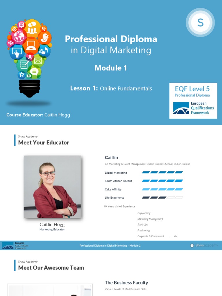 M1 Digital Marketing Lesson 1 Slides | PDF | Digital Marketing | Return ...