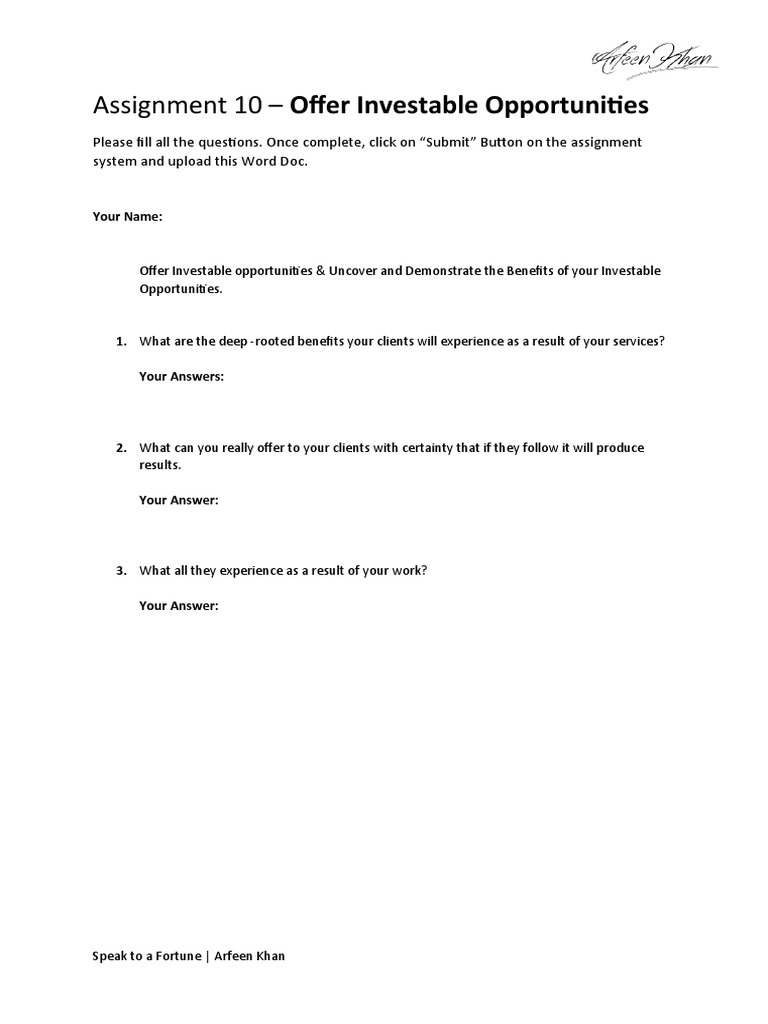 10 Offer Investable Opportunities | PDF