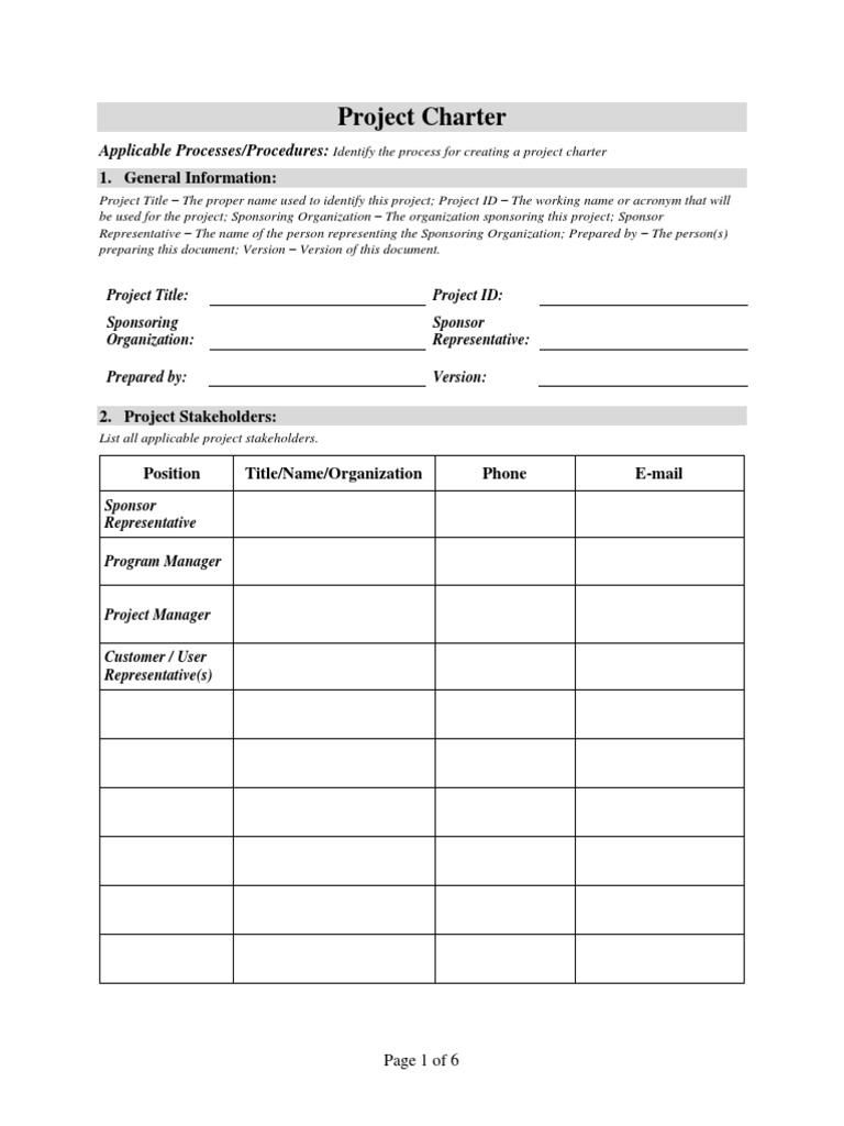 Create Project Charter Process | PDF