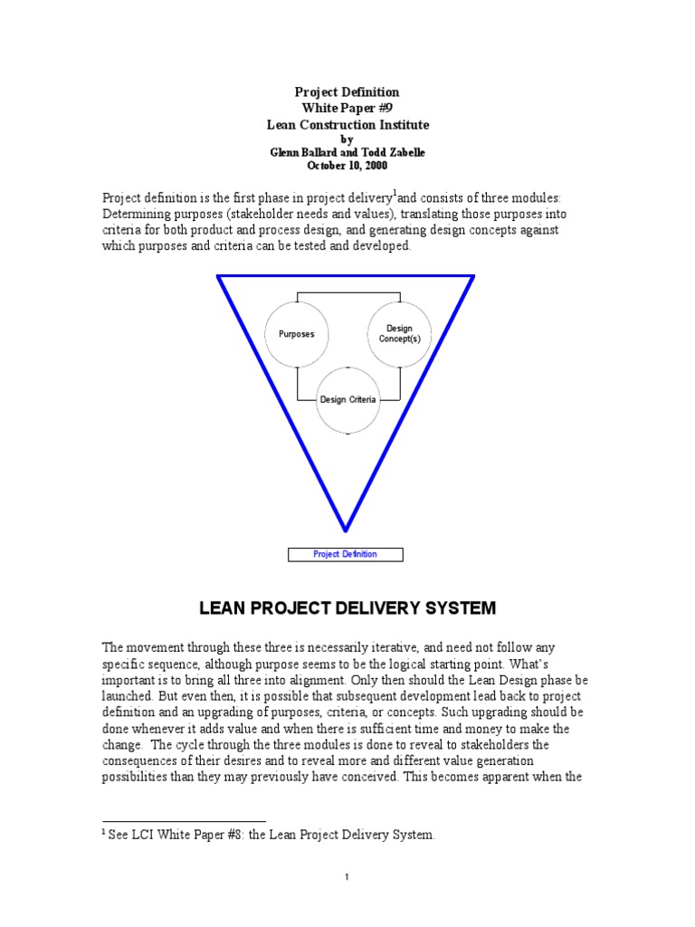 Lean - Project - Delivery - System Ballard G (2000) PDF | PDF | Design ...