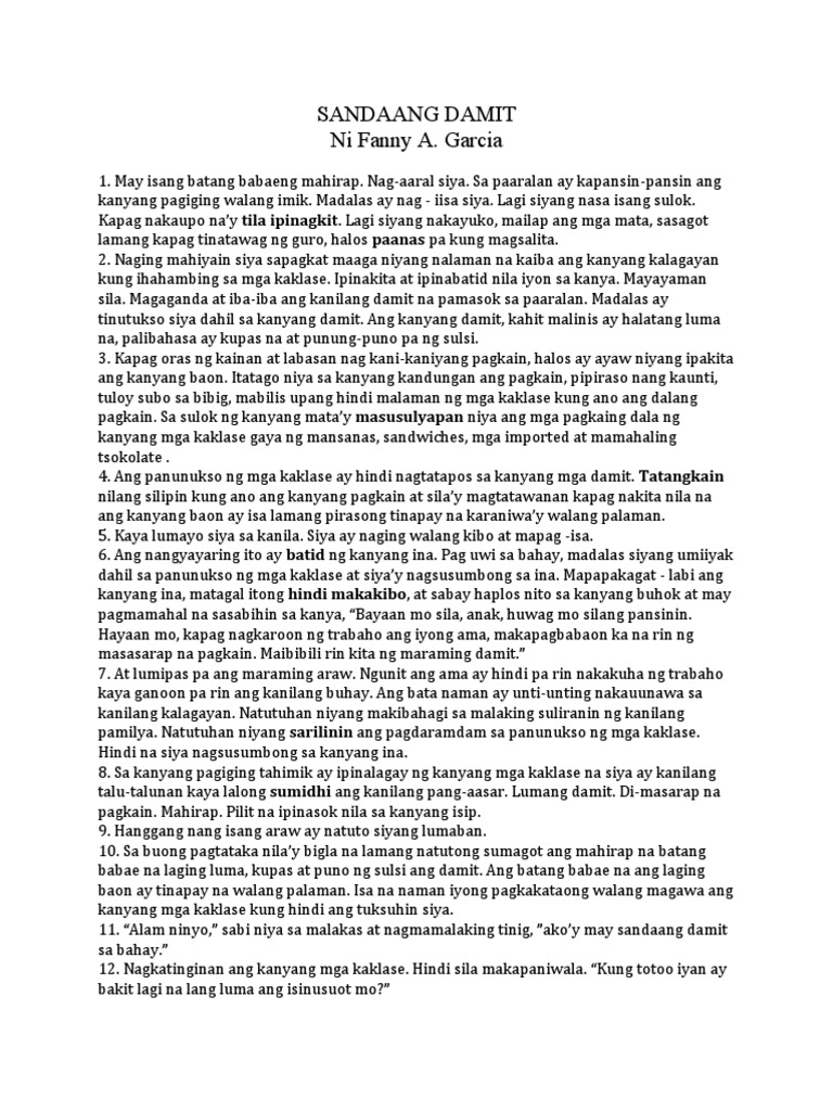 Sundalong Patpat, Sandaang Damit | PDF
