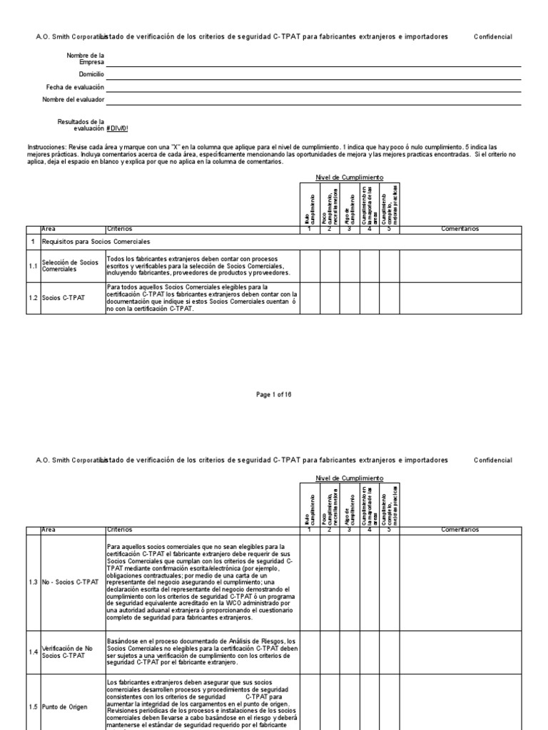 2013 C TPAT Security Checklist | PDF | Circuito cerrado de televisión ...