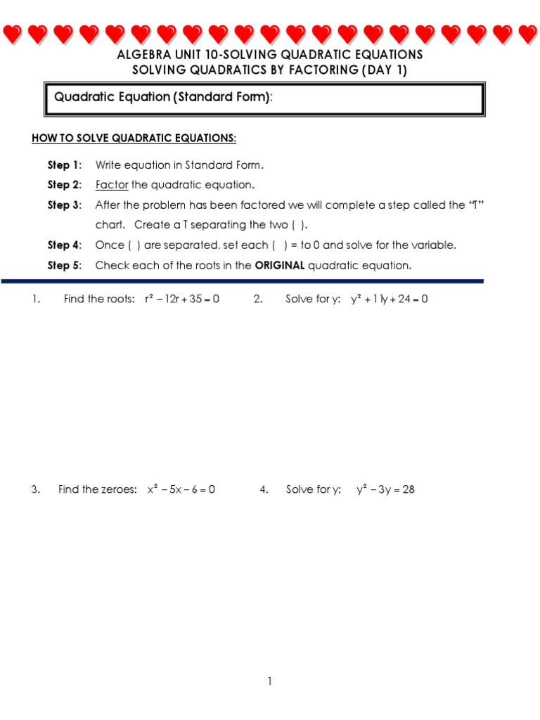 ALG UNIT 10 SOLVING QUADRATICS Notes PDF | PDF | Quadratic Equation | Area