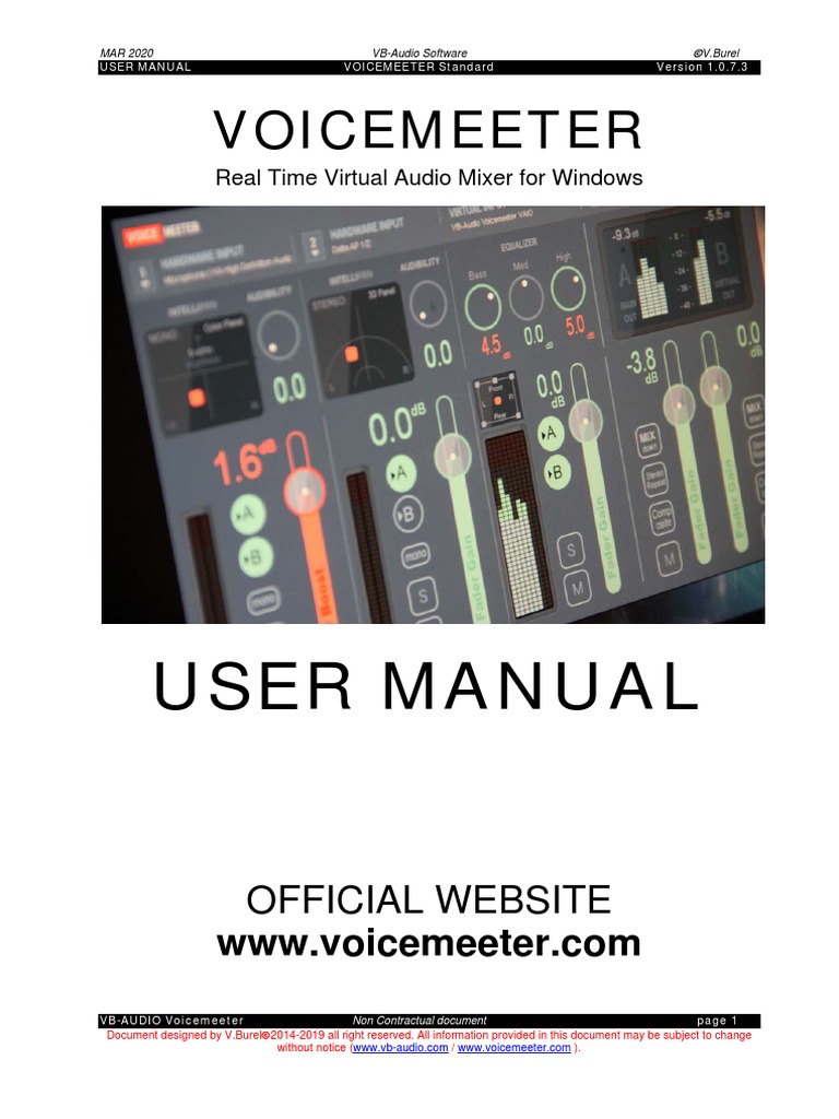 Voicemeeter: User Manual | PDF | Sound Technology | Audio Electronics Voicemeeter: User Manual | PDF | Sound Technology | Audio Electronics