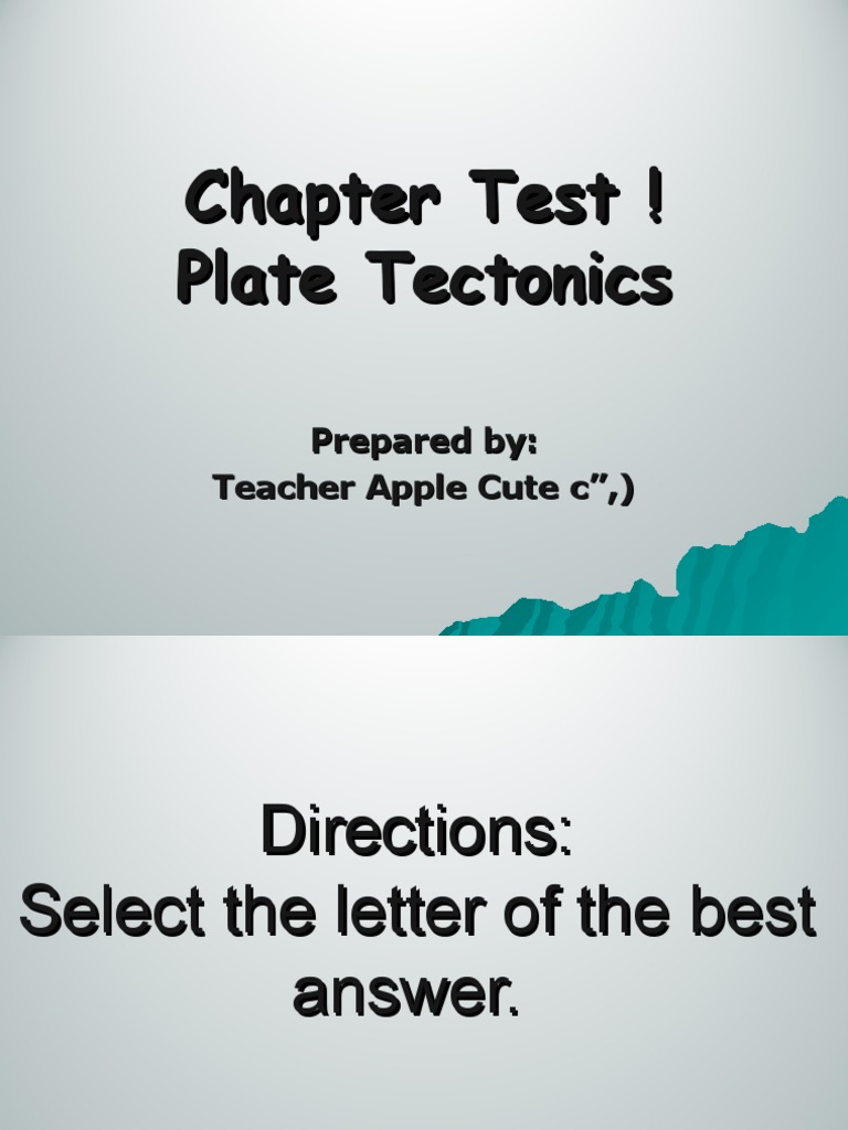 Chapter Test ! Plate Tectonics | PDF