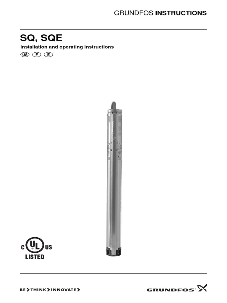 SQ, Sqe: Grundfos Instructions | PDF | Pump | Electrical Connector