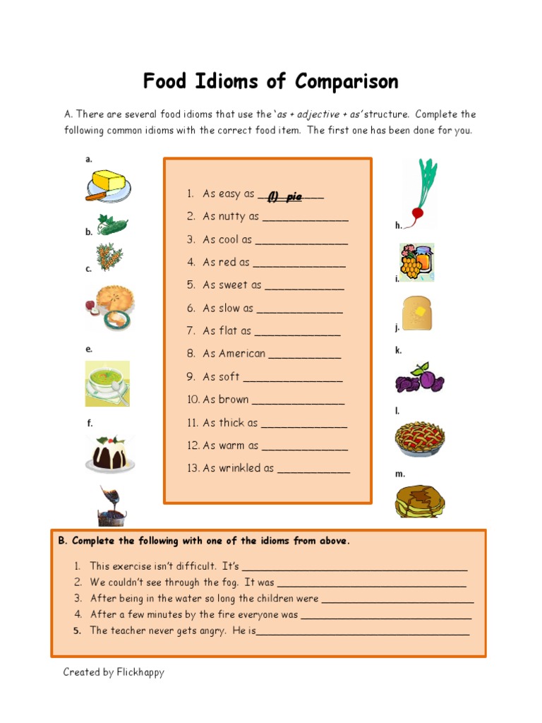 Food Idioms of Comparison Fun Activities Games Games - 14435 | PDF