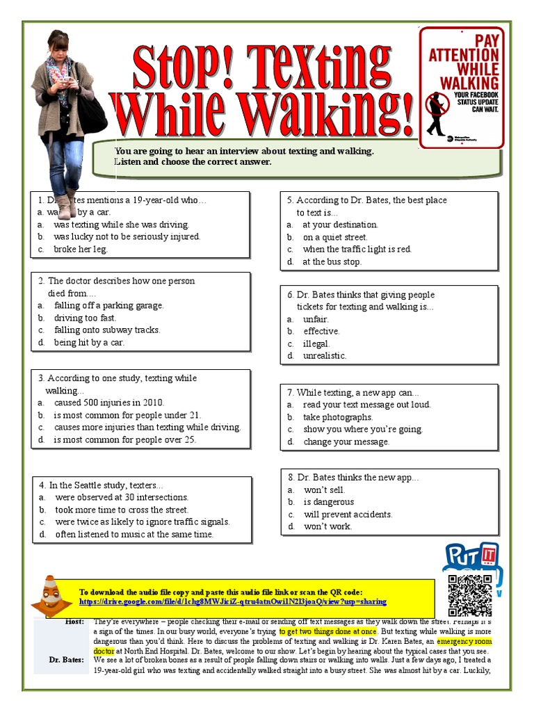 Dangers Of Texting While Walking