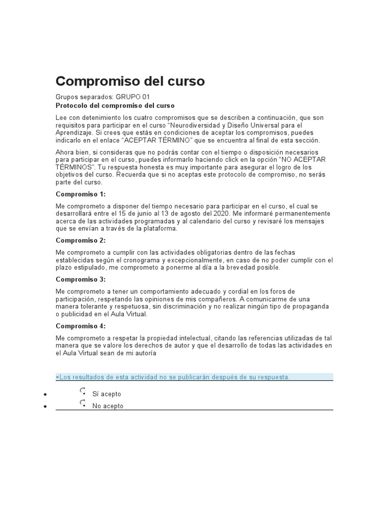 Compromiso Del Curso | PDF