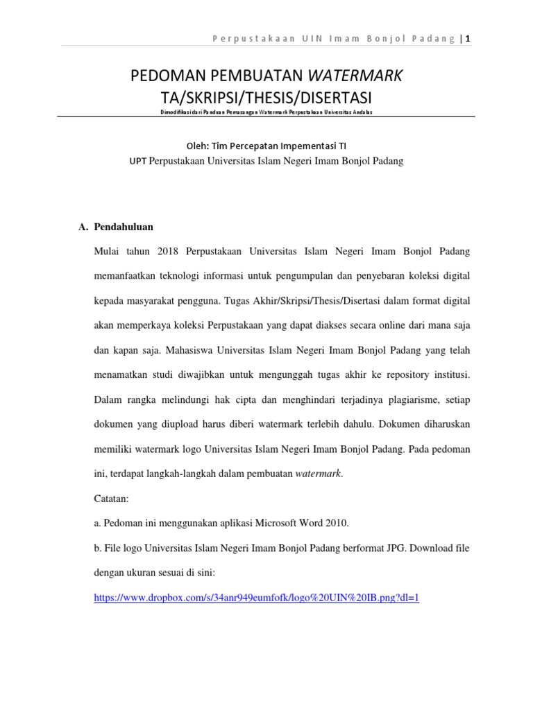 Pedoman Pembuatan Watermark | PDF