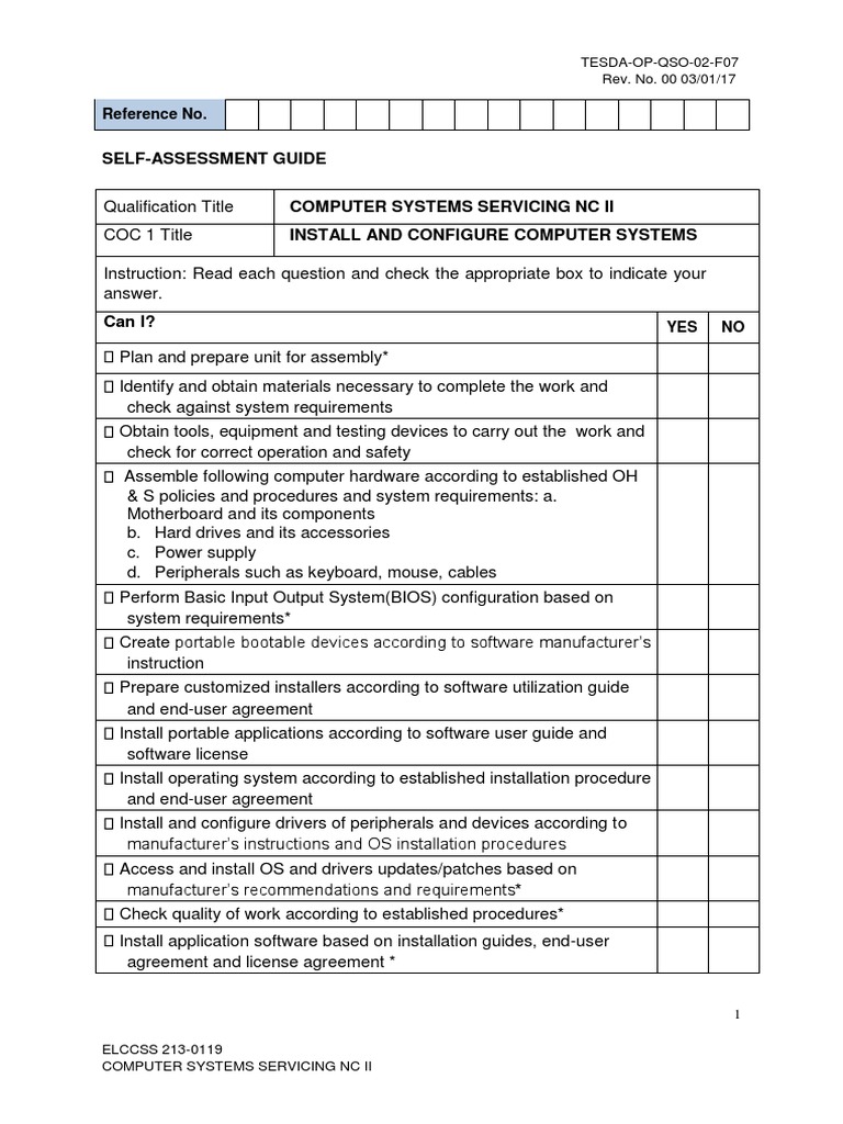 Computer Systems Servicing NC II Origi | PDF | Installation (Computer Programs) | Bios