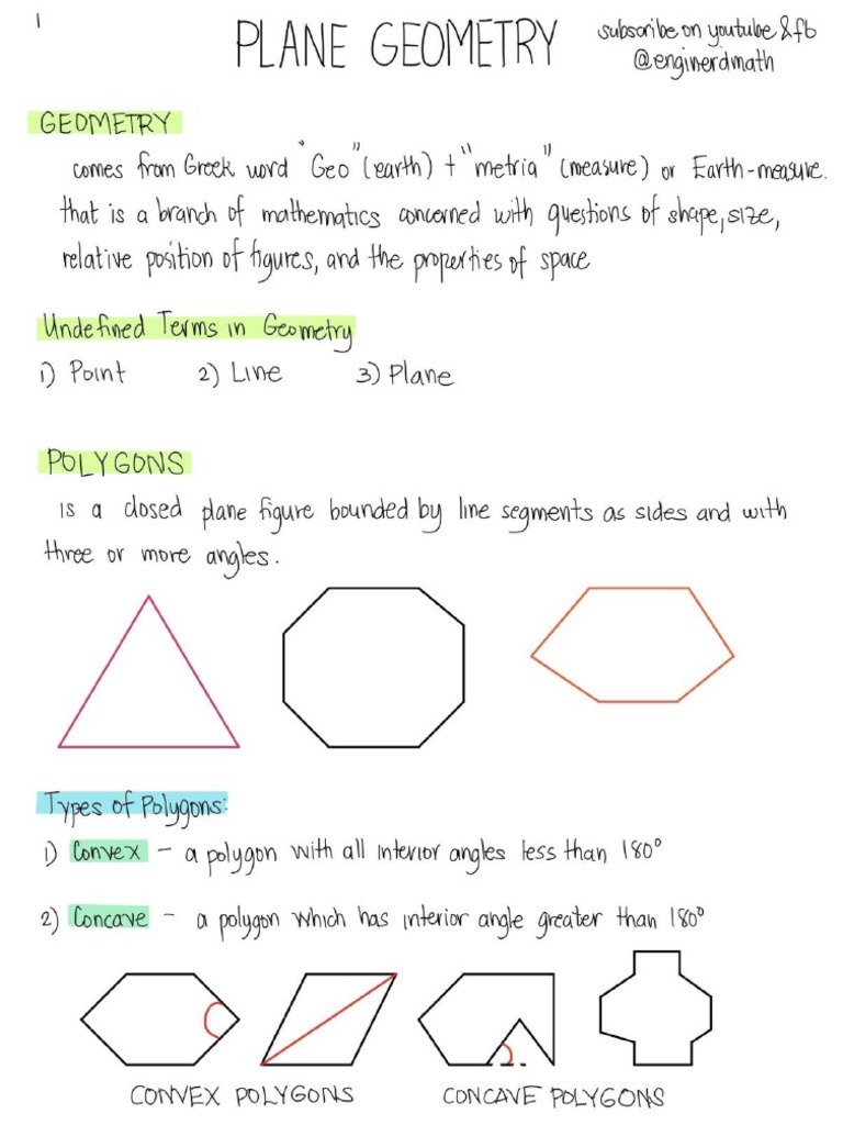Plane Geometry Notes PDF | PDF