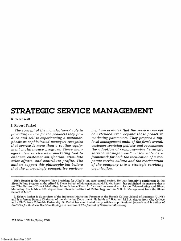 Strategic Service Management PDF | PDF | Sales | Marketing