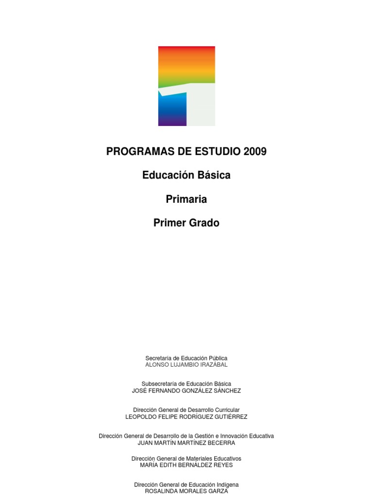 Programa de Estudio Primer Grado 2009 | PDF | Educación primaria ...