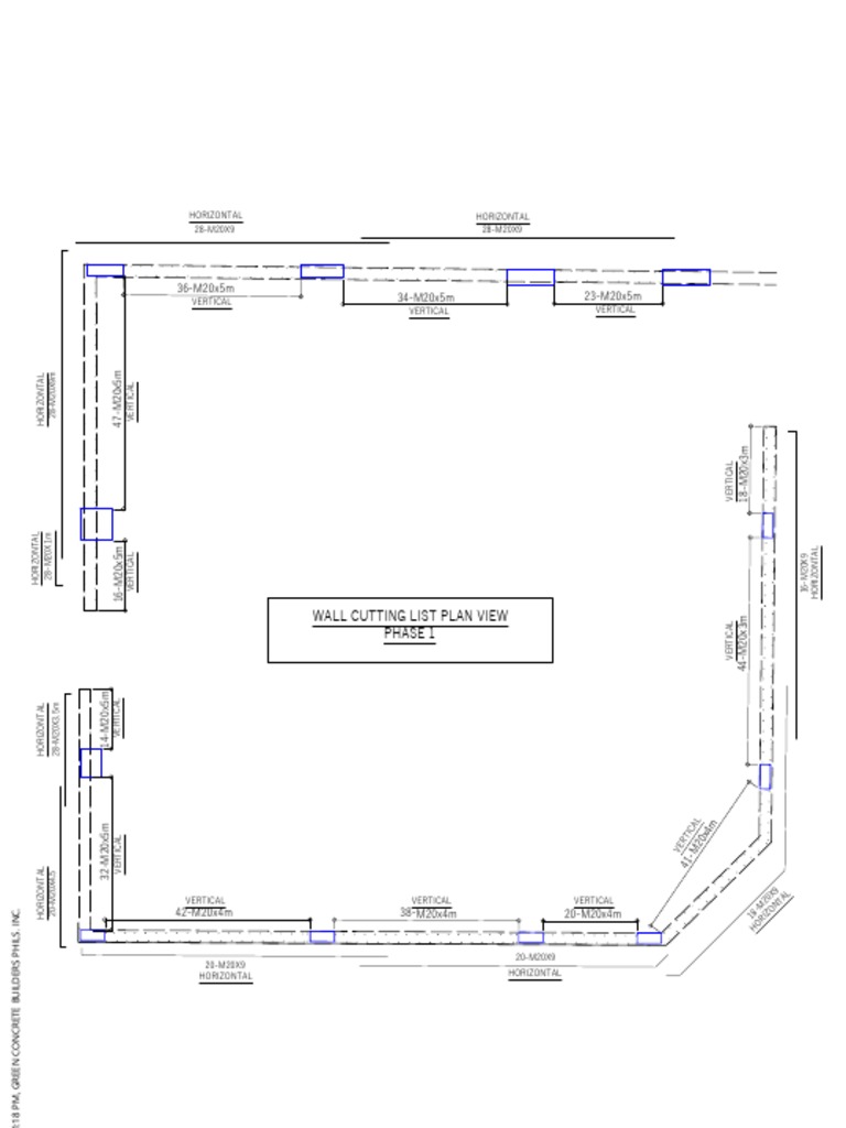Wall Plan View Rebar Cutting | PDF | Civil Engineering | Building ...