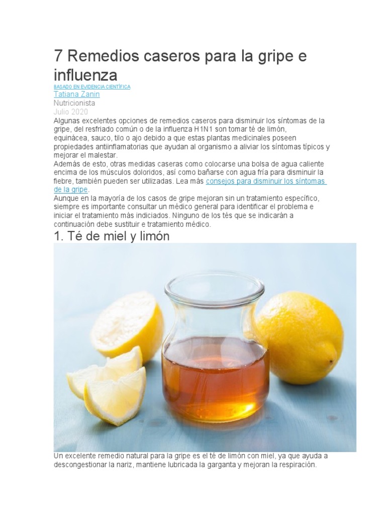 7 Remedios Caseros para La Gripe | PDF | Té | Influenza