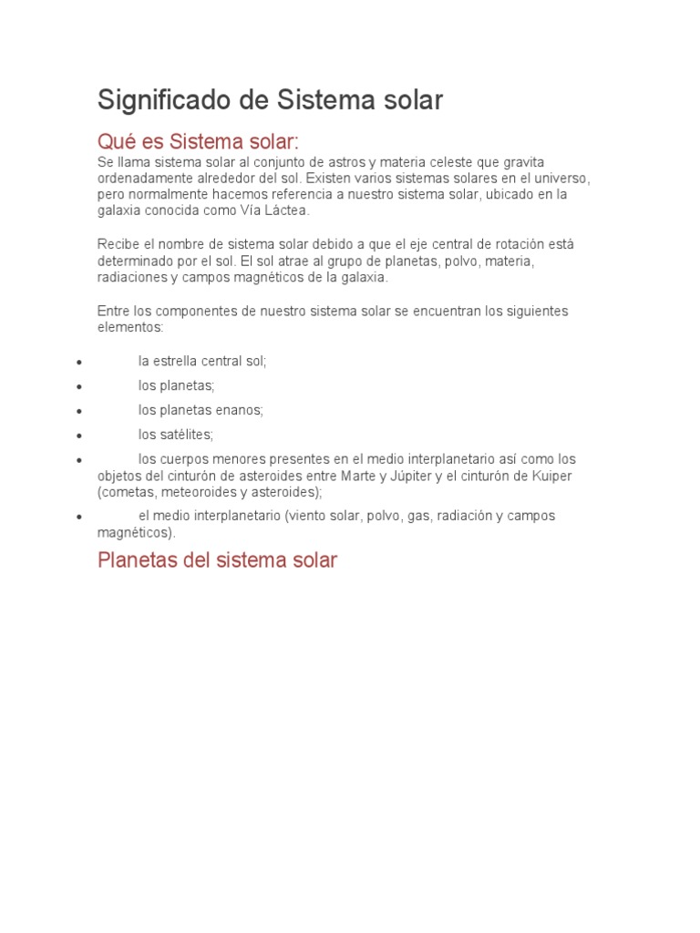 Significado de Sistema Solar | PDF | Satélite natural | Sistema solar