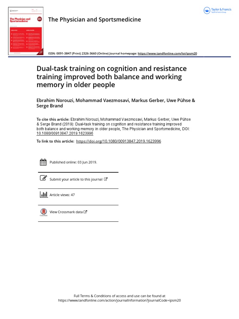 Dual-Task Training On Cognition and Resistance Training Improved Both ...