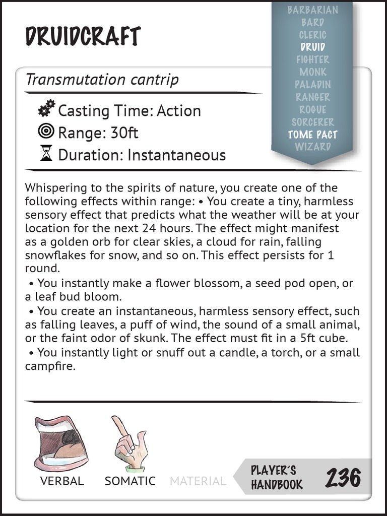Druidcraft Spell Effects Guide | PDF