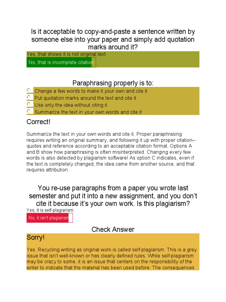 No, That Is Incomplete Citation: Yes, It Is Self-Plagiarism | PDF ...