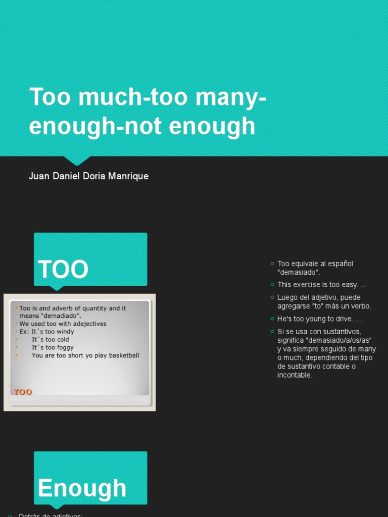 Too Much-Too Many-Enough PDF | PDF