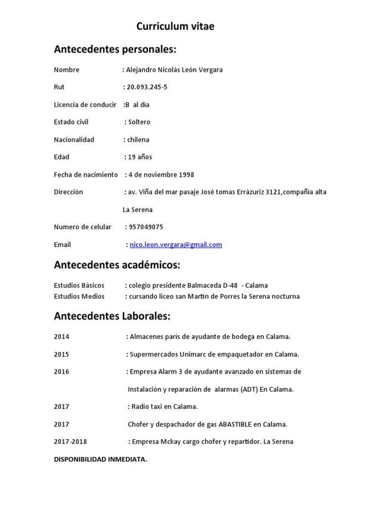 Curriculum Vitae Alejandro Leon Actualizado | PDF