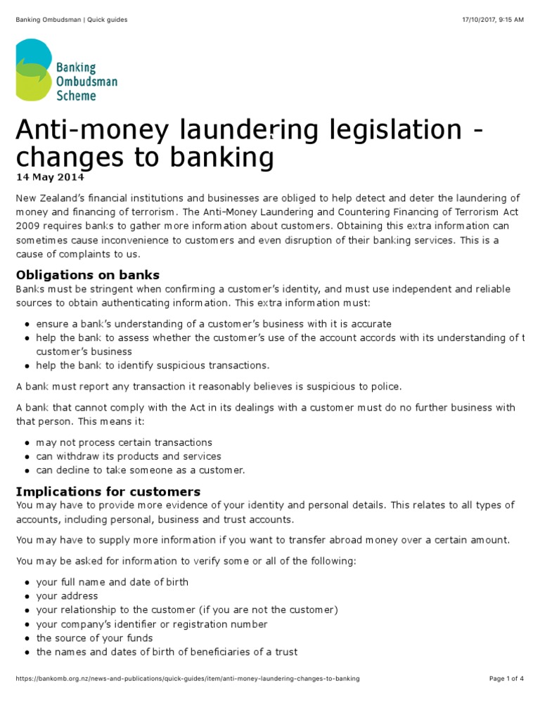 Banking Ombudsman - Quick Guides 3 | PDF | Terrorism Financing | Money ...