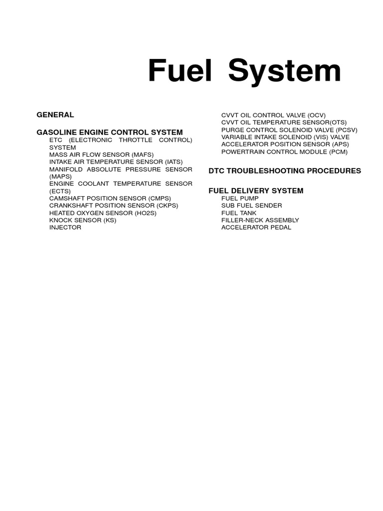 Hyundai Santa FE (2005-2007) Workshop Manual - Fuel System (G6EA - GSL ...