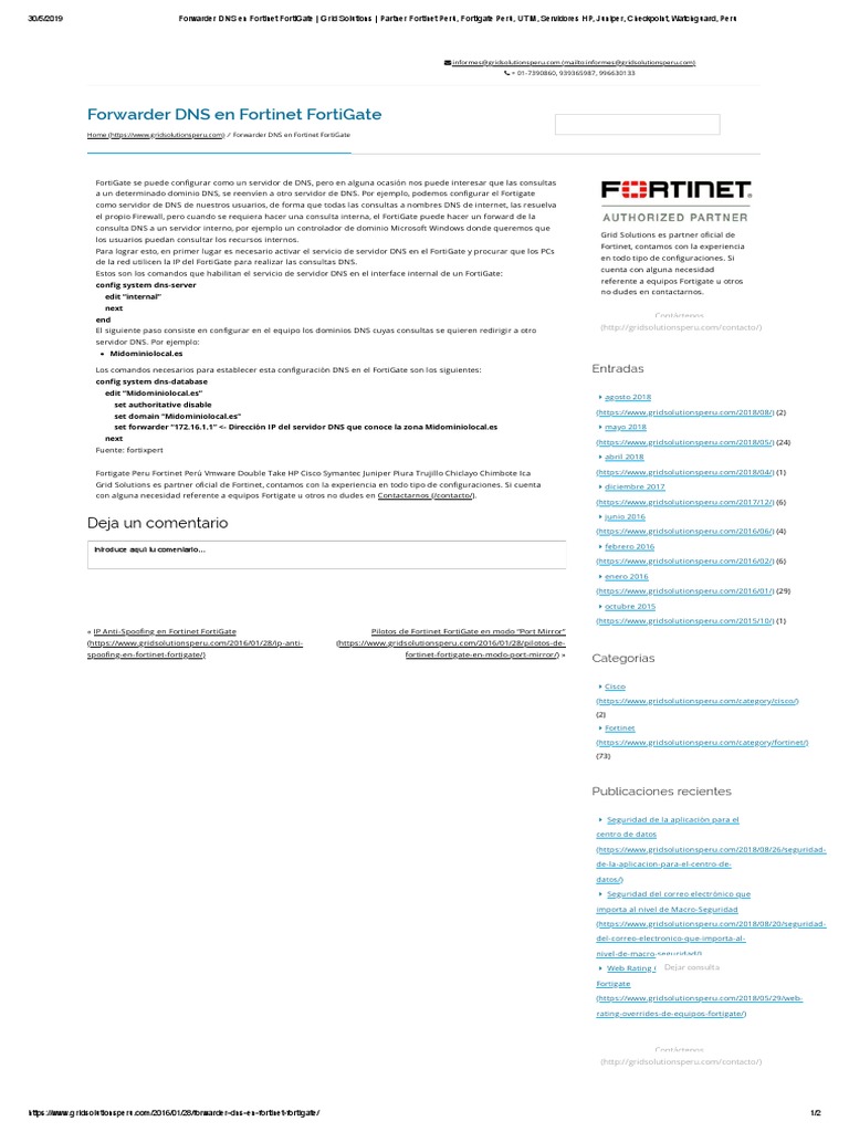 Forwarder Dns en Fortinet Fortigate: Deja Un Comentario | PDF | sistema ...
