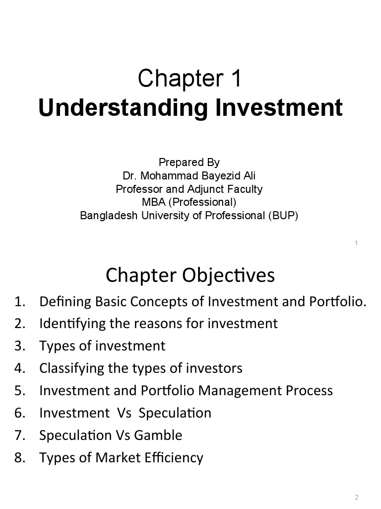 Chap 01 Understanding Investment | PDF | Investor | Technical Analysis
