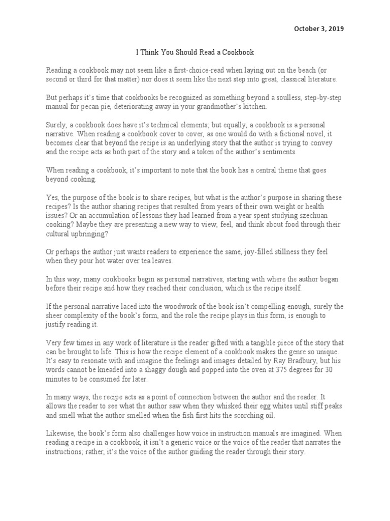 I Think You Should Read A Cookbook | PDF | Cookbooks | Recipe