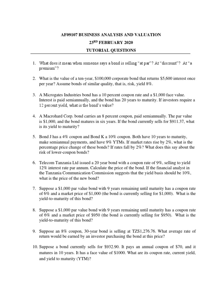 Bond Valuation and Dividend Analysis Guide | PDF | Bonds (Finance ...