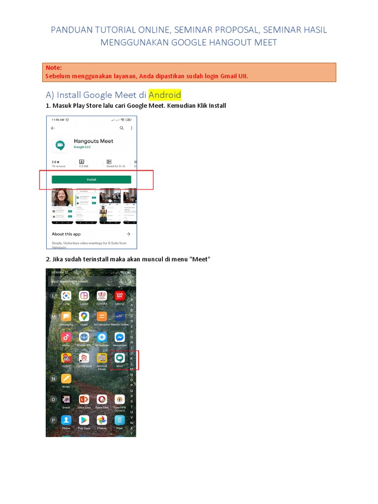 PANDUAN TUTORIAL Google Meet | PDF